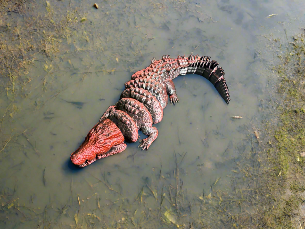 Presenting the medium sized crocodile, reminiscent of ancient era ...